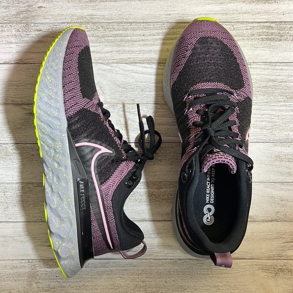 Nike | Shoes | Nike React Infinty Run Flyknit 2 Violet Dust Pink Black Cyber Running Shoes ...